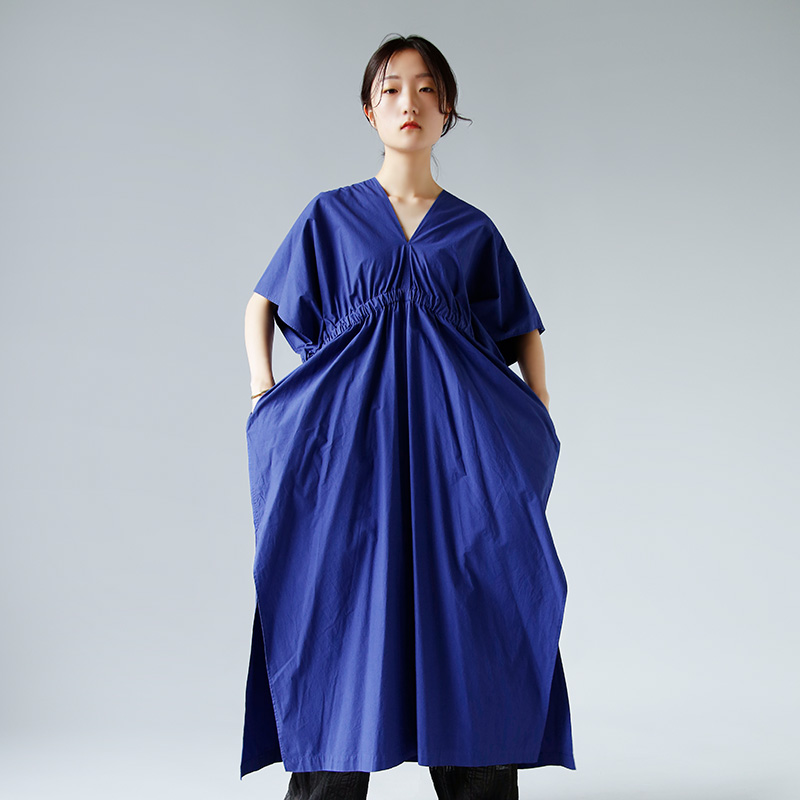 WONDER FULL LIFE ワンダーフルライフ ボタニカルダイ コットン タイプライター ネオ カフタン ドレス “NEO KAFTAN ...