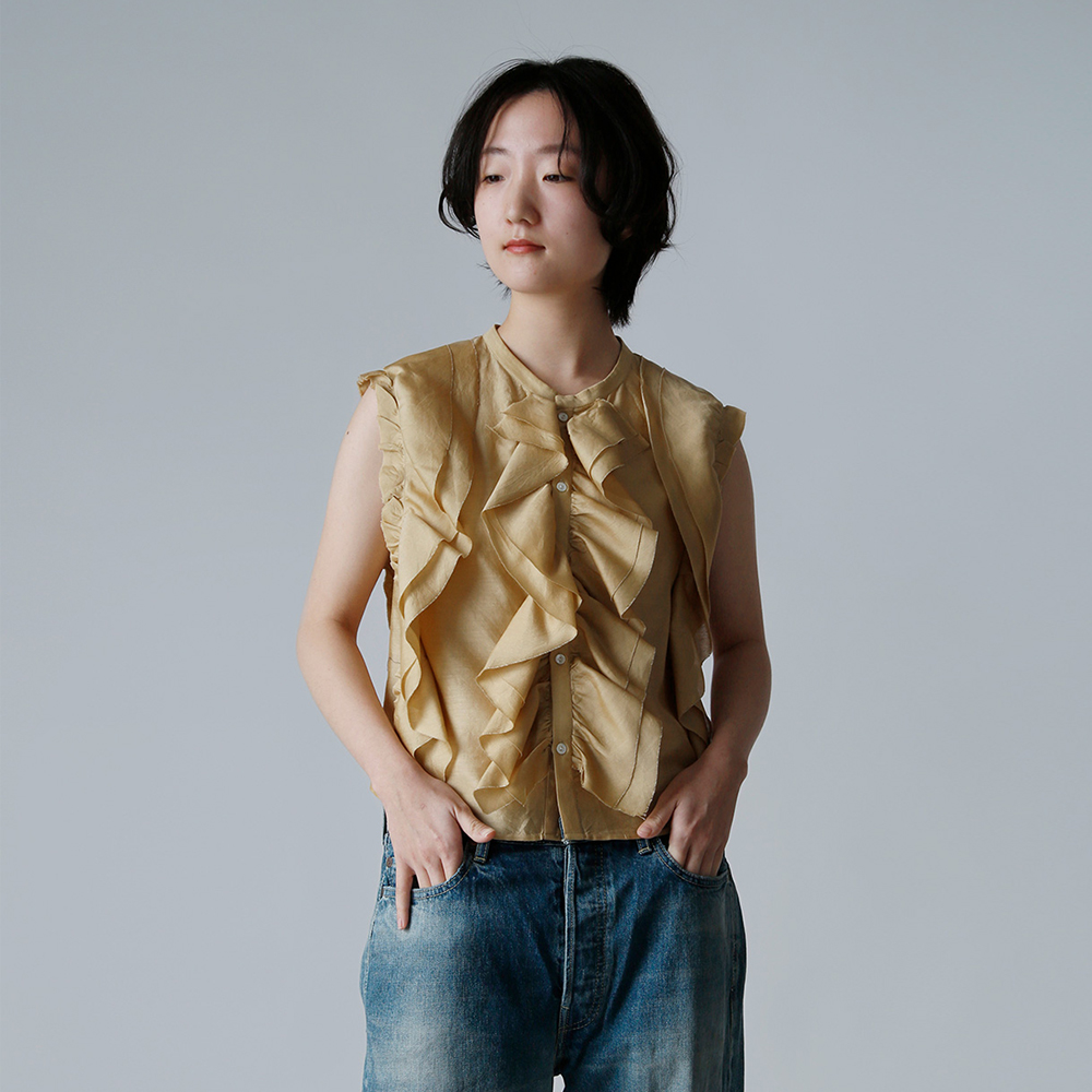 WONDER FULL LIFE ワンダーフルライフ コットン チャンデリーシルク ノースリーブ バード ブラウス “BIRD BLOUSE ...